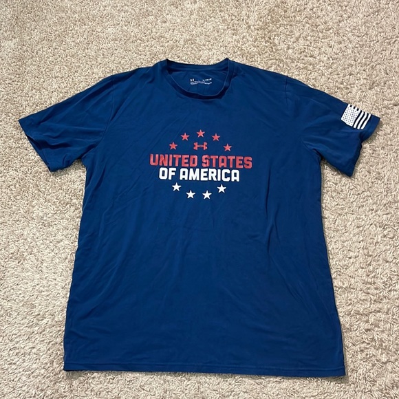 Under Armour | Shirts | Euc Mens Under Armour Loose Usa Blueredwhite Ss ...